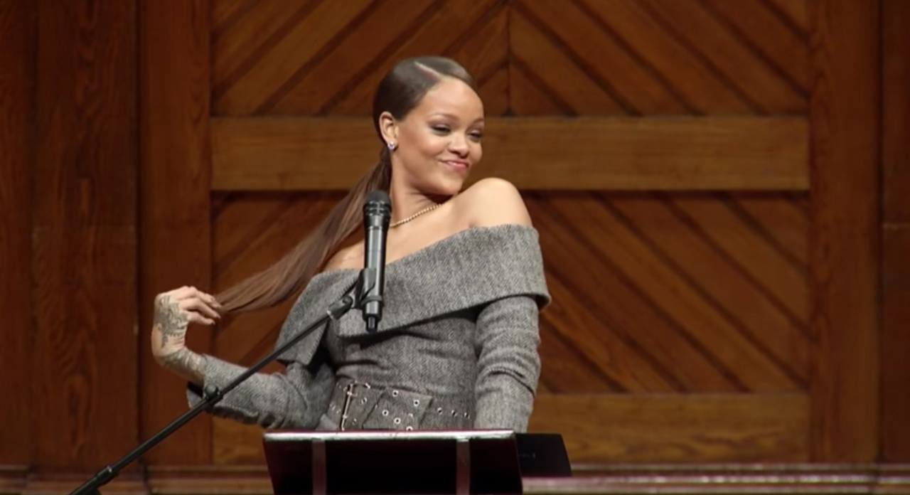 Rihanna accepts her Humanitarian Of The Year award at Harvard